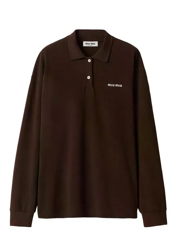 Miu Miu Cotton Piqué Polo Shirt - Brown