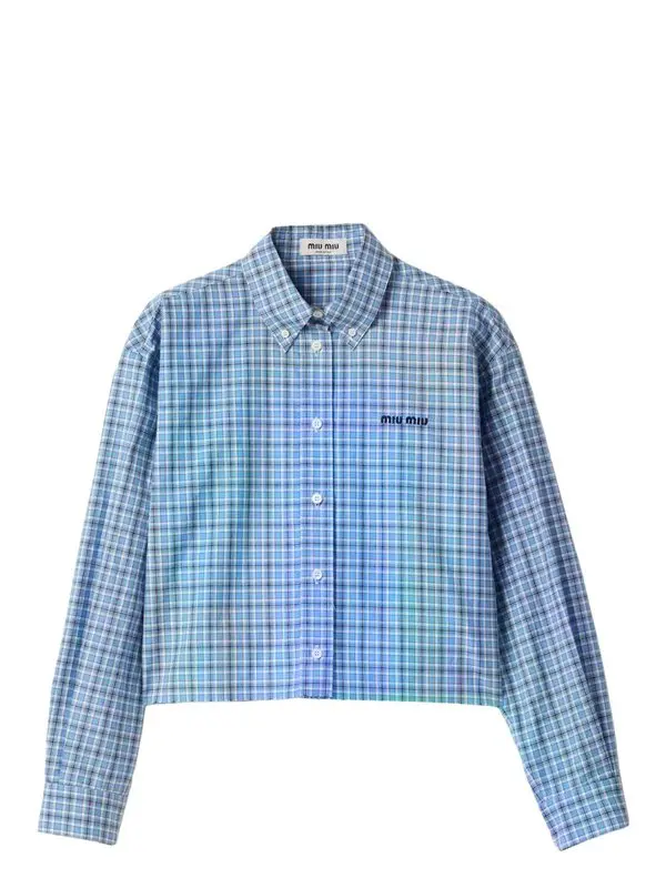 Miu Miu Checked Poplin Shirt - Blue
