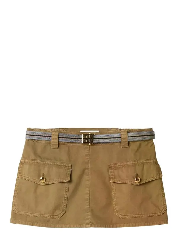 Miu Miu Garment-dyed Cotton Miniskirt - Green