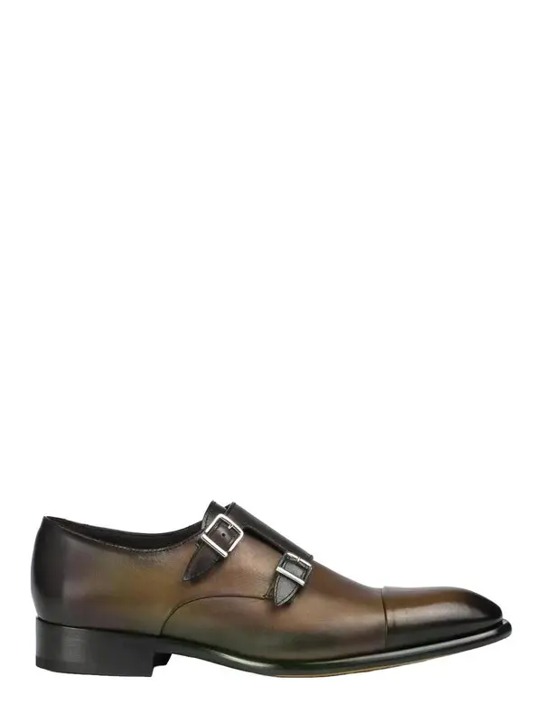 DOUCAL'S Leather Double-buckle Monk Shoes - Brown
