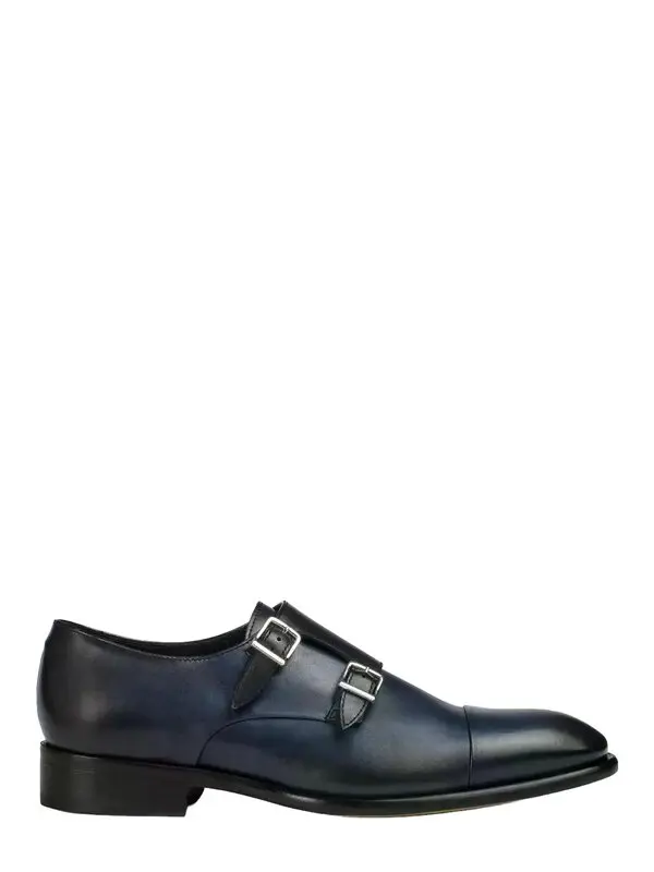 DOUCAL'S Leather Double-buckle Monk Shoes - Blue