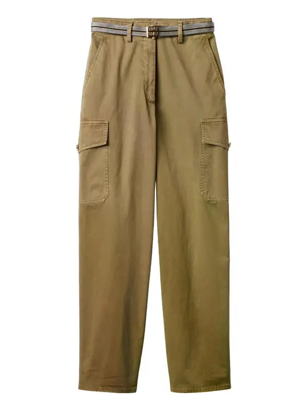 Miu Miu Garment-dyed Cotton Trousers - Green