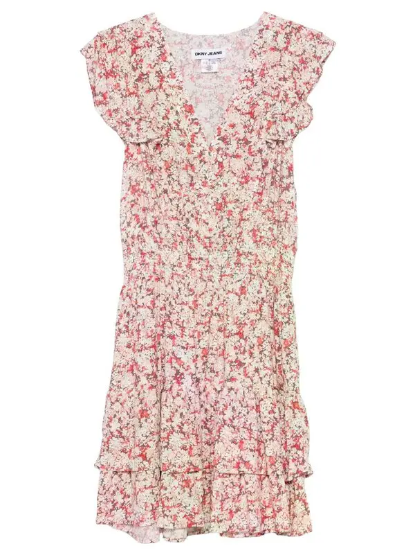 Dkny Floral-print Mini Dress - Pink