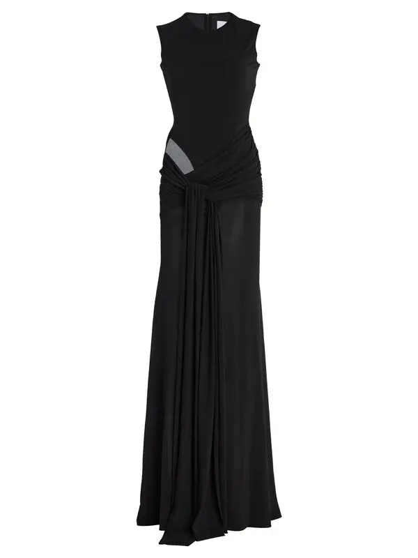 Alex Perry Cut-out Draped Jersey Gown - Black
