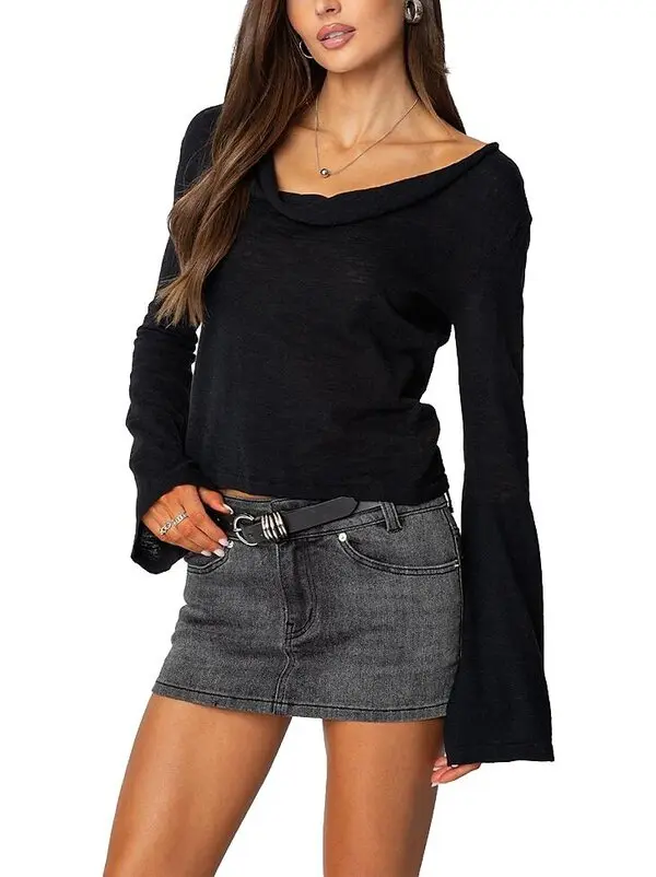 EDIKTED Amira Cowl Neck Sweater - Black