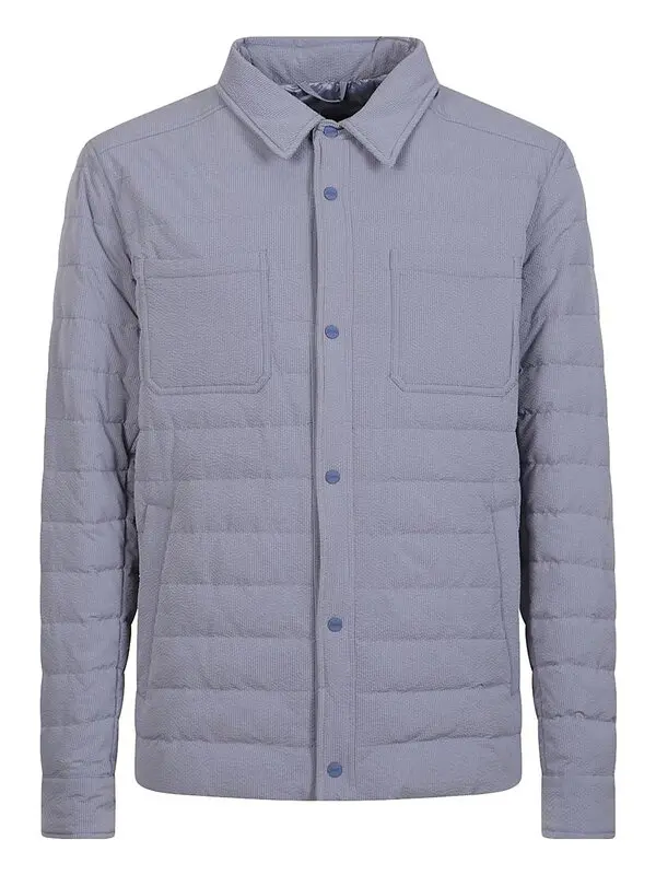 Herno Down Padded Seersucker Shacket - Blue