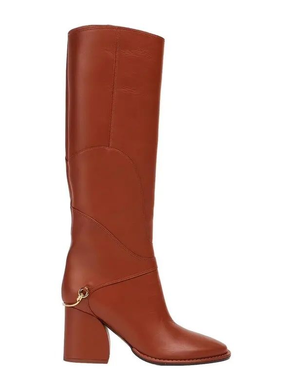 Zimmermann Embellished Leather Knee Boots - Tan