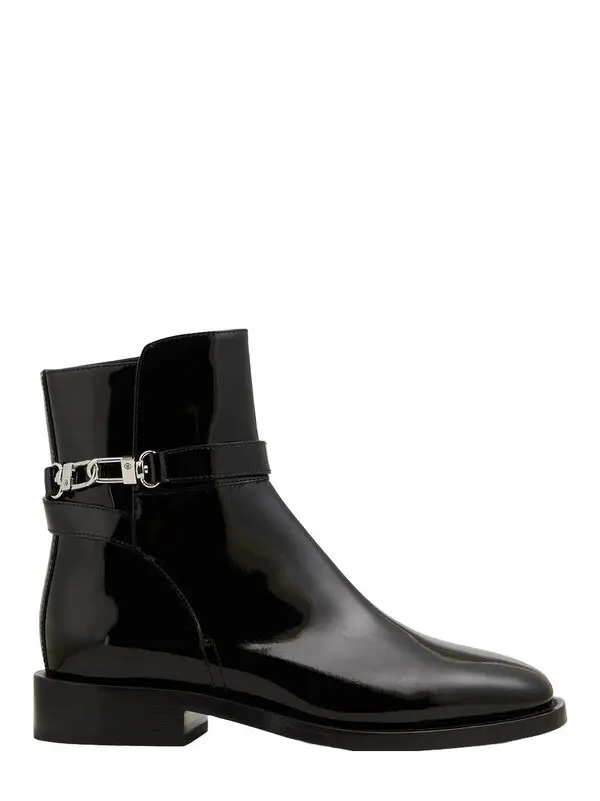 TOTEME Buckled Patent-leather Ankle Boots - Black