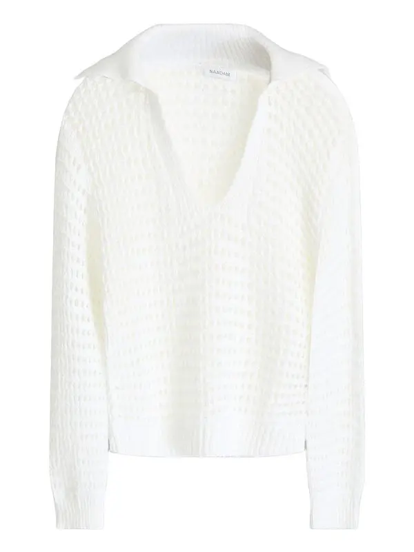 Naadam Pointelle-knit Cotton Polo Sweater - White