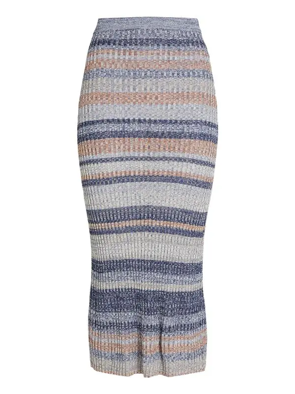 Zimmermann Striped Ribbed-knit Midi Skirt - Blue