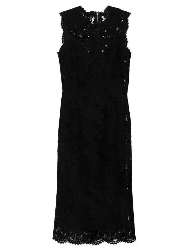 Dolce & Gabbana Floral-lace Midi Dress - Black