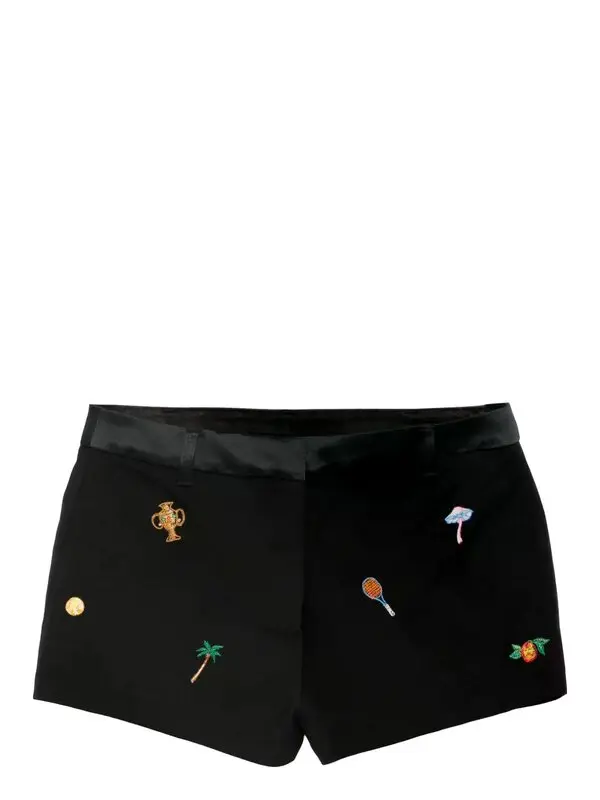 Casablanca Motif-embroidered Tailored Shorts - Black