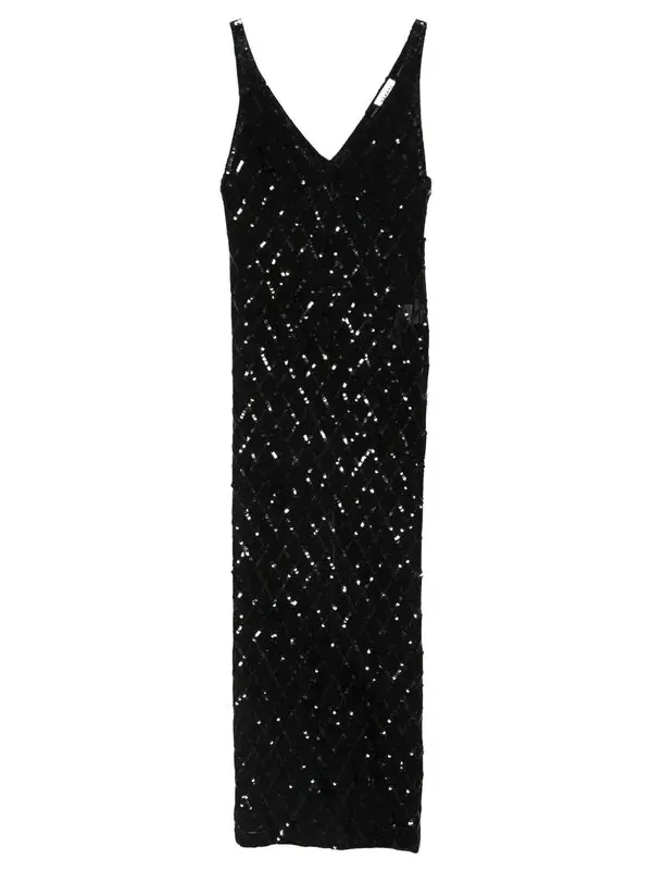 P.a.r.o.s.h Semi-sheer Maxi Dress - Black