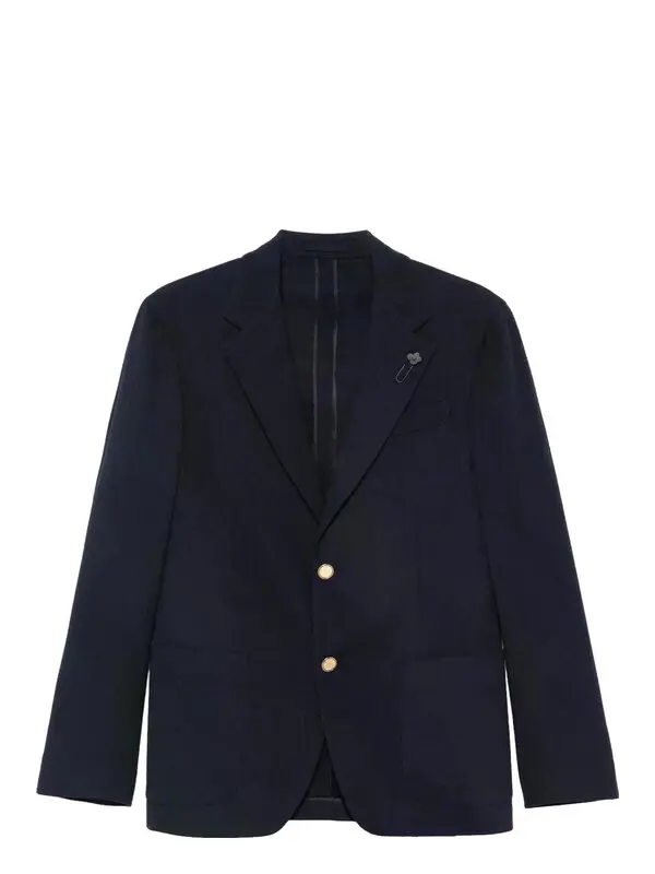 LARDINI Brooch-detail Blazer - Blue