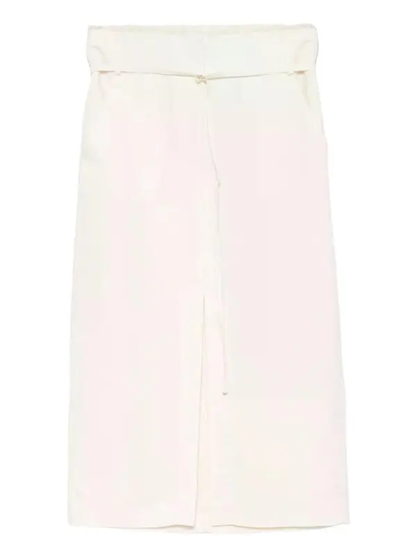 Patrizia Pepe Frayed-edge Midi Skirt - Neutrals