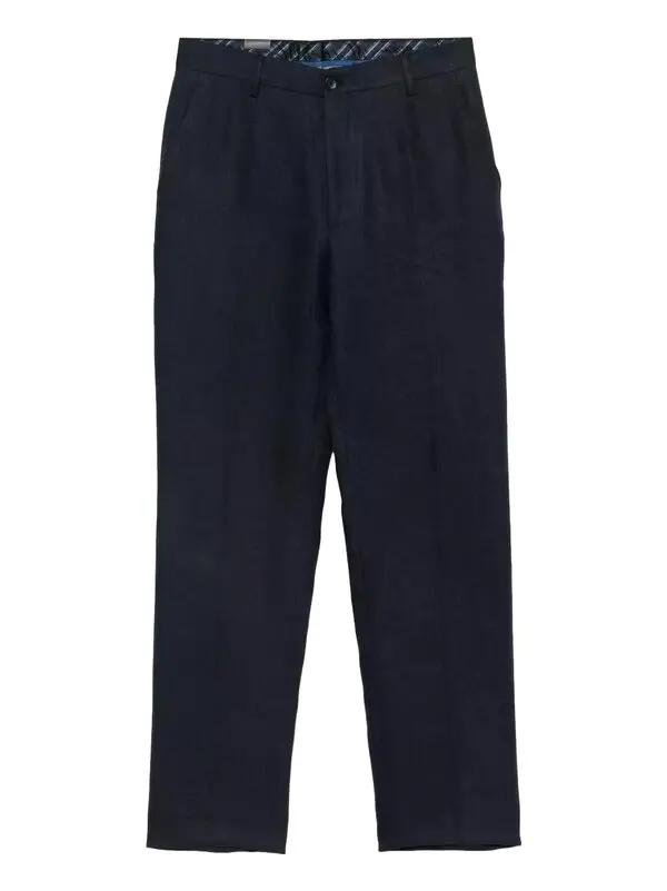 Etro Linen Tapered-leg Trousers - Blue