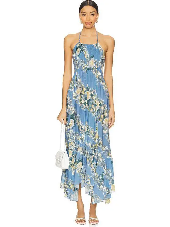 Free People Heat Wave Printed Maxi Dress - Blue