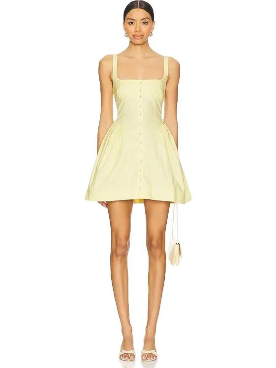Free People Astrid Oxford Mini Dress - Banana Cream