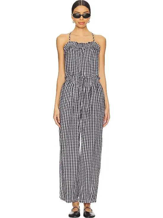 Free People Retro Heatwave Gingham One Piece - Black Combo