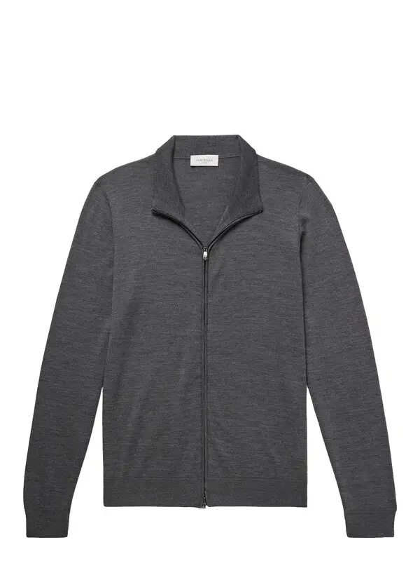 PIACENZA CASHMERE 1733 Slim-fit Wool Zip-up Cardigan - Gray