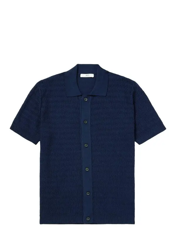 Mr P. Textured-knit Cotton Shirt - Blue