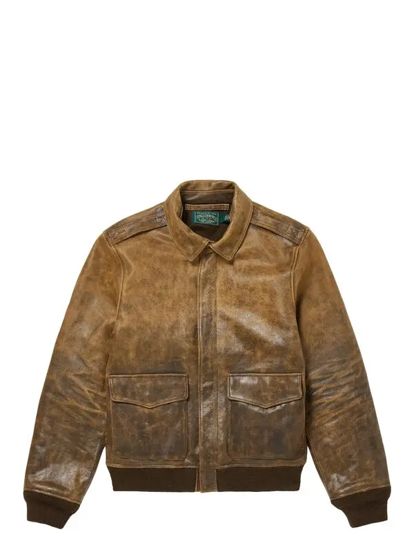 Ralph Lauren Polo Country Cracked-leather Blouson Jacket - Brown