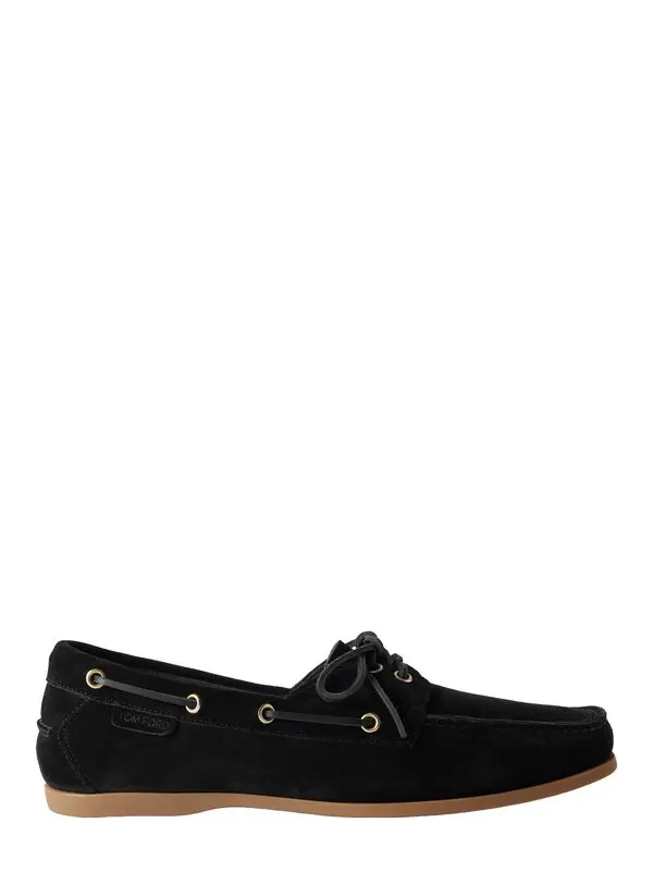 TOM FORD Robin Suede Boat Shoes - Black