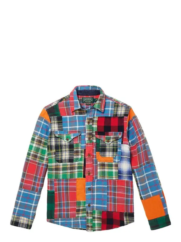 Polo Ralph Lauren Polo Country Checked Patchwork Cotton-flannel Shirt - Blue