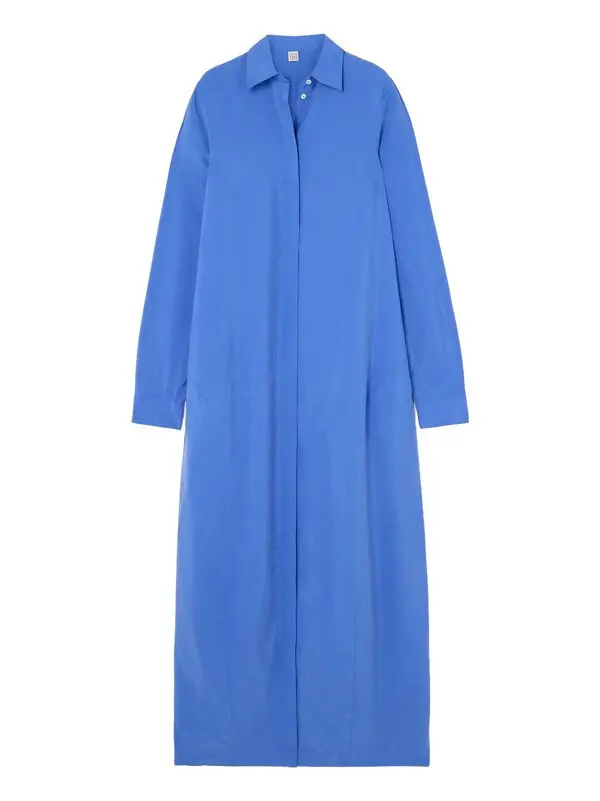 TOTEME Parachute Silk-blend Maxi Shirt Dress - Blue