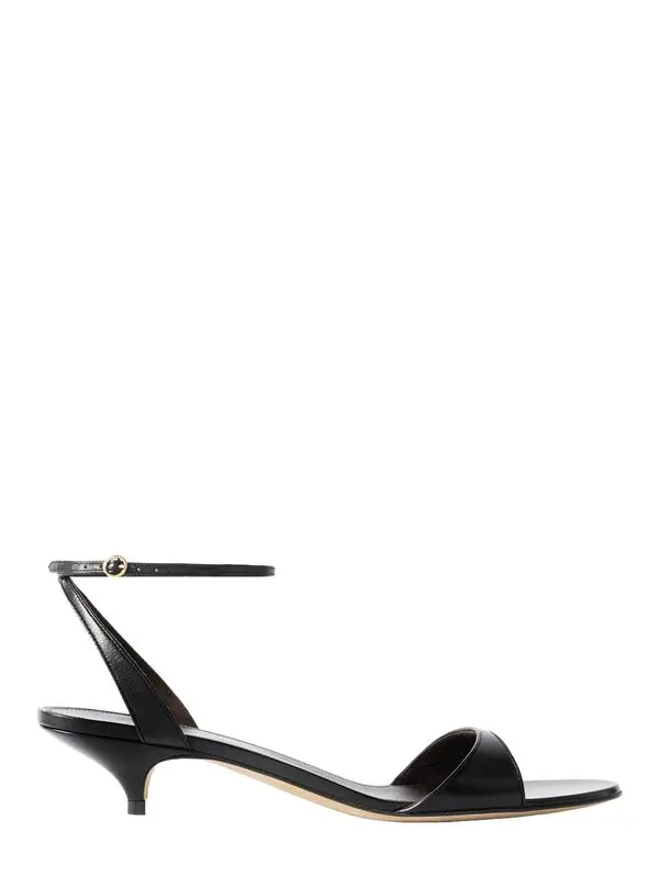 THE ROW Vika Leather Sandals - Black