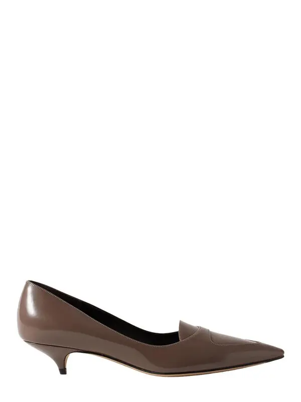 THE ROW Viv Glossed-leather Pumps - Brown