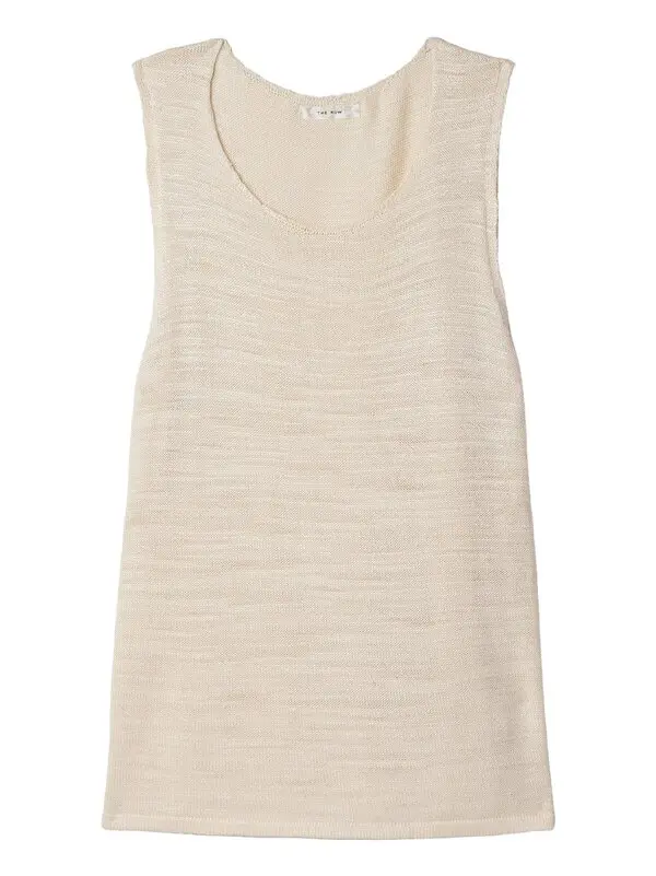 THE ROW Juyah Open-knit Silk Tank - Ecru
