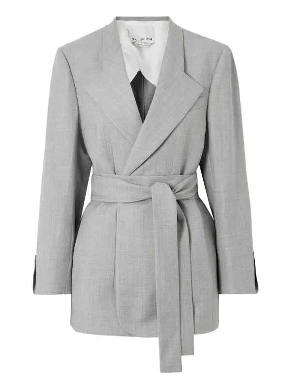 Sasuphi Lauren Belted Wool Blazer - Gray
