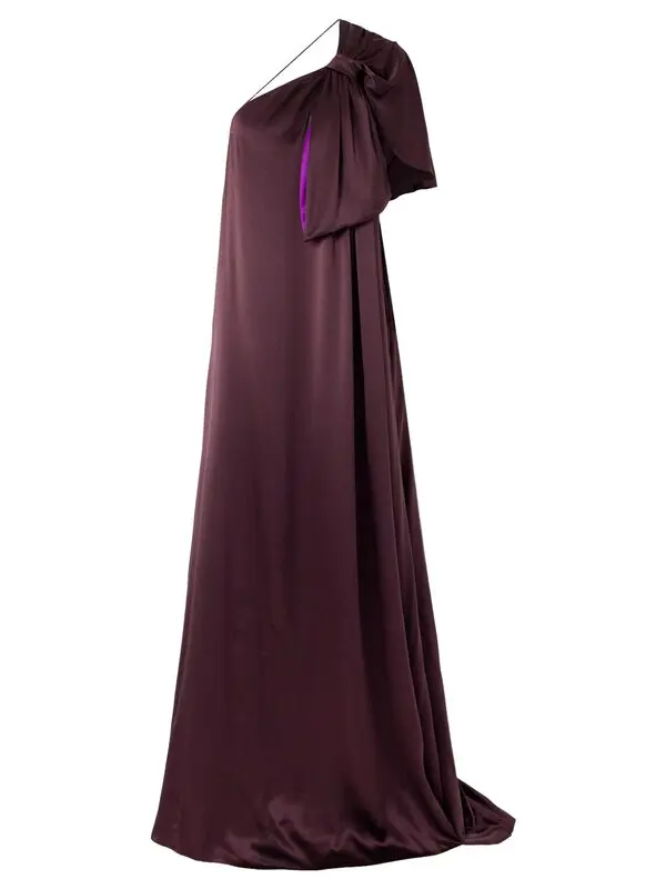 ROKSANDA Aeris Draped One-shoulder Silk-satin Gown - Purple