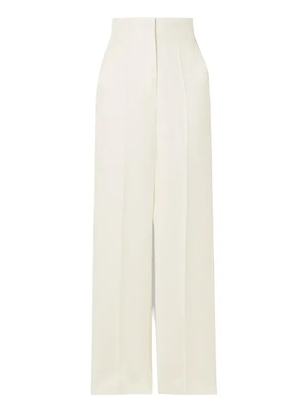 Max Mara Aversa Embroidered Linen Wide-leg Trousers - White