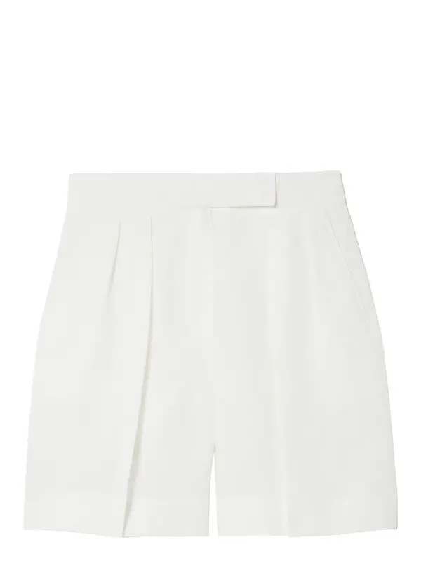 Max Mara Dindy Pleated Linen Straight-leg Shorts - White