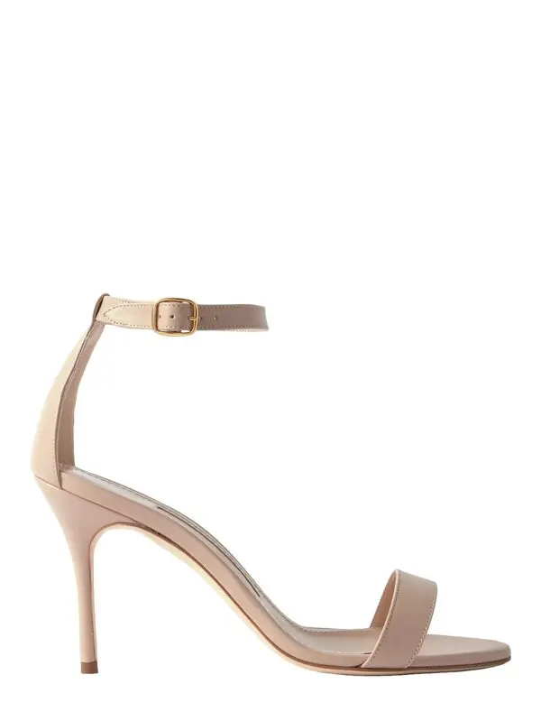 Manolo Blahnik Chaos 90 Leather Sandals - Neutrals