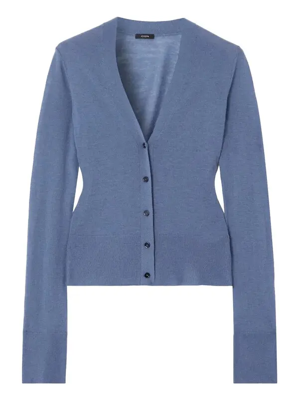 JOSEPH Cashmere Fine Knit Cardigan - Blue