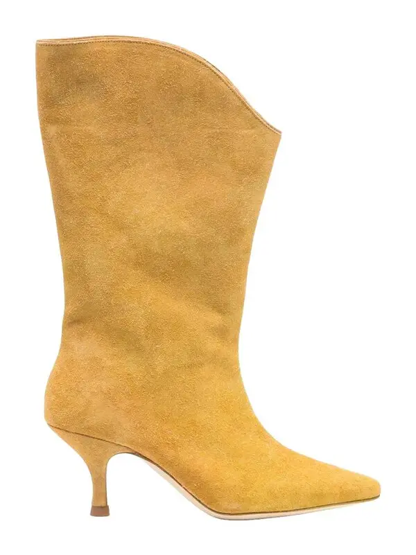 REJINA PYO Curved Leather Boots - Neutrals