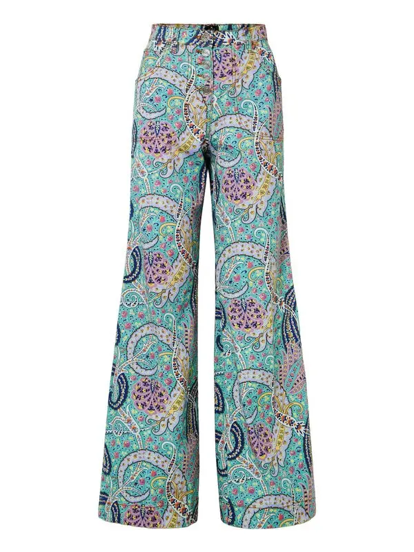 Etro Paisley-print High-rise Wide-leg Jeans - Blue