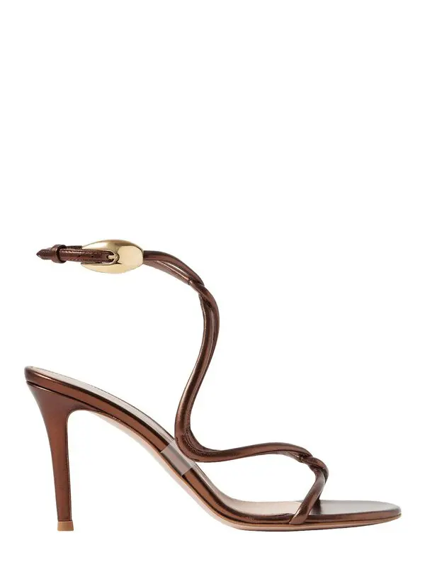 GIANVITO ROSSI Jungle Mamba 85 Metallic Leather Sandals - Brown