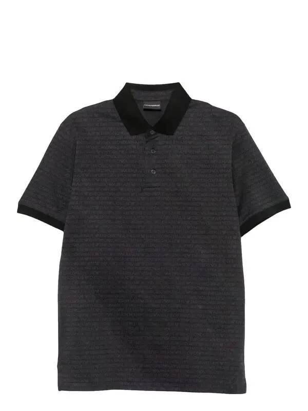 Emporio Armani Logo-jacquard Polo Shirt - Black