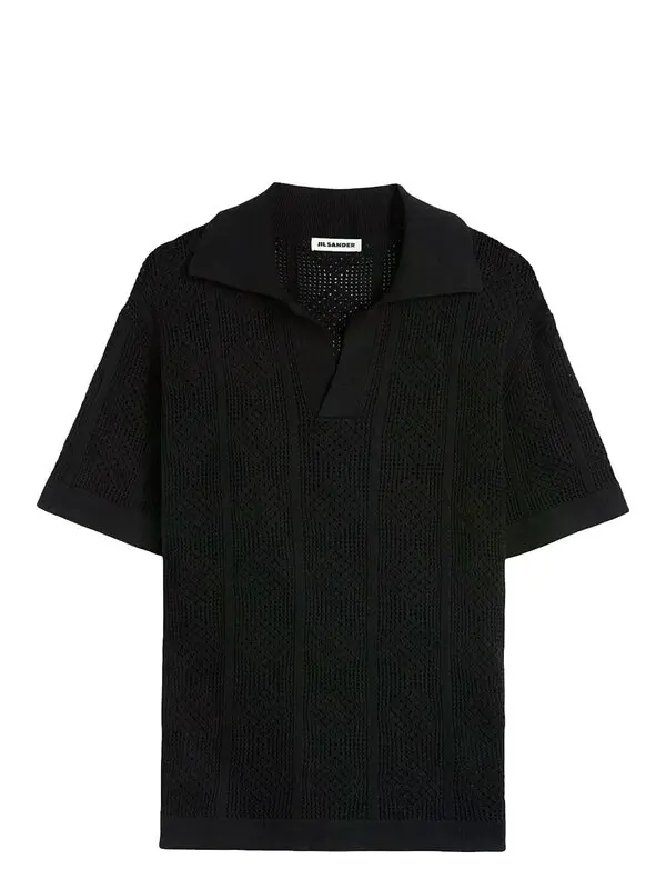 JIL SANDER Knitted Polo Shirt - Black