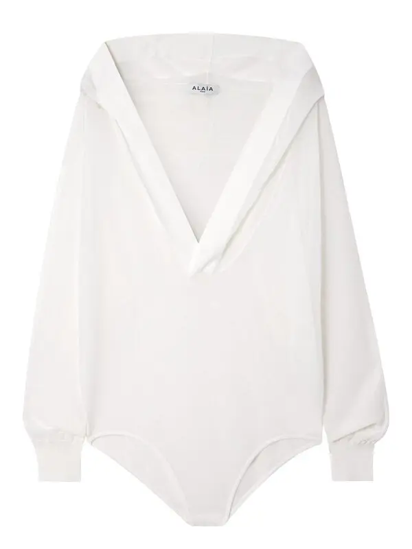 Alaïa Hooded Jersey Bodysuit - White