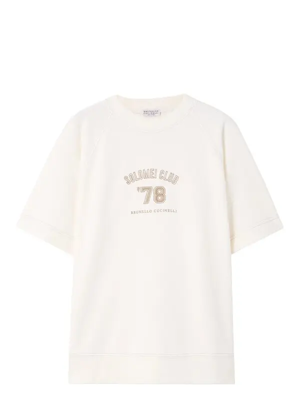 Brunello Cucinelli Embroidered Cotton-jersey T-shirt - White