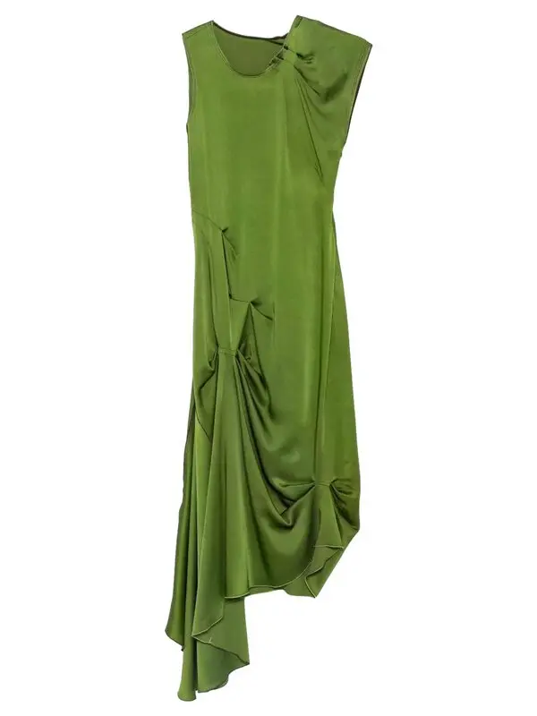 Victoria Beckham Draped Tuck-detail Midi Dress - Green