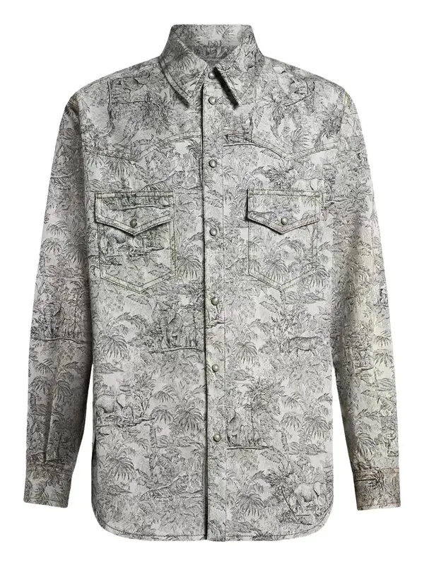 Etro Linen Denim Shirt Jacket - Grey