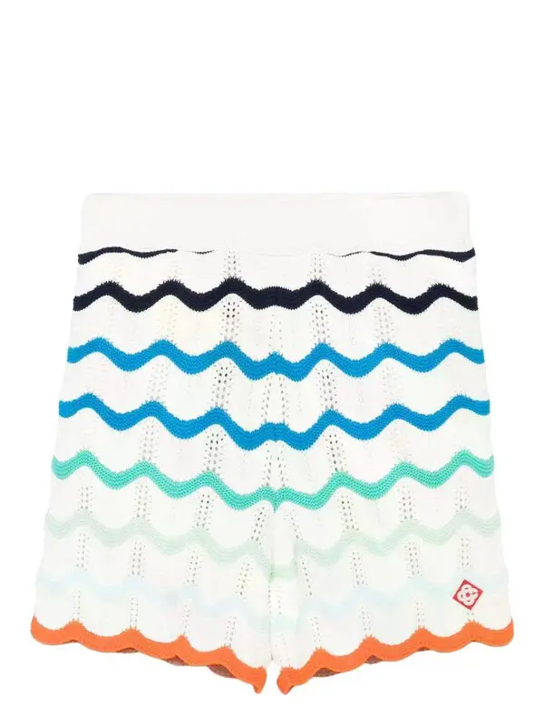 Casablanca Gradient Wave Crochet Shorts - White