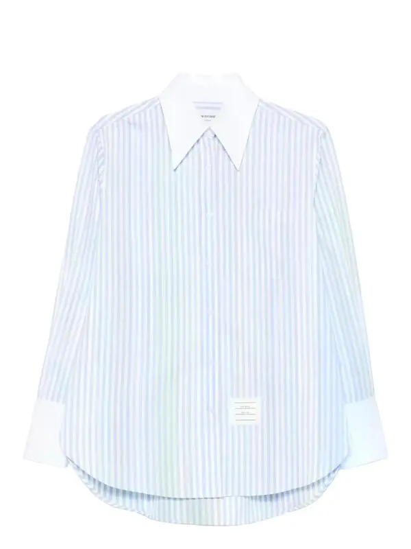 Thom Browne Striped Poplin Shirt - Blue