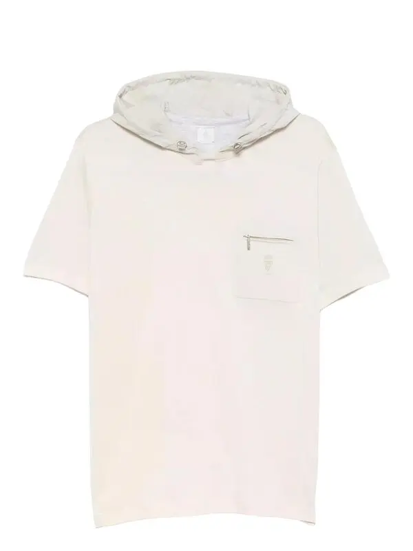 Eleventy Logo-embroidered T-shirt - Neutrals